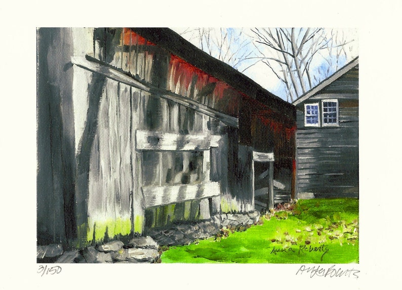 Grey Barn Print, Original Oil Painting, Wall Decor, Grey Barn Painting ...