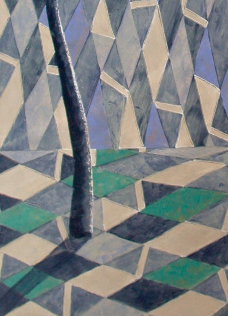 Abstract Landscape Painting, Geometric Pattern, Original Fine Art, Moon ...