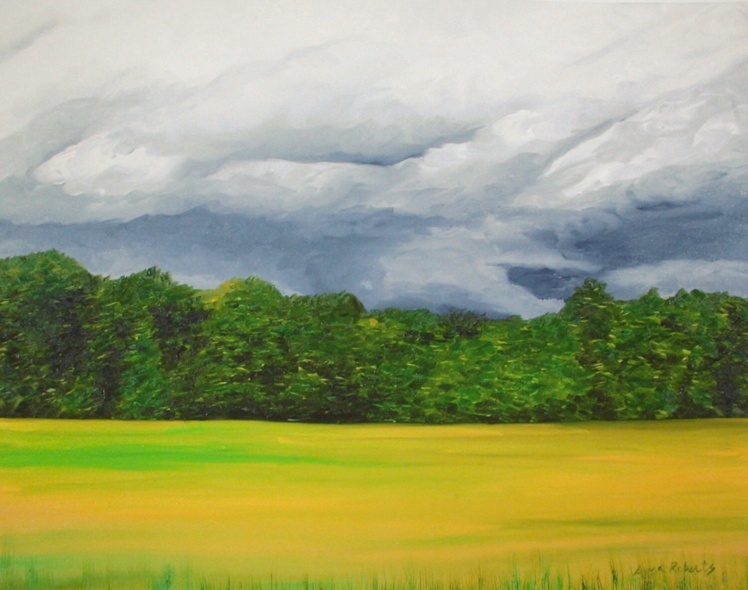 Spring Storm Clouds, Giclee Art Print, Landscape Painting, Cloud Art ...