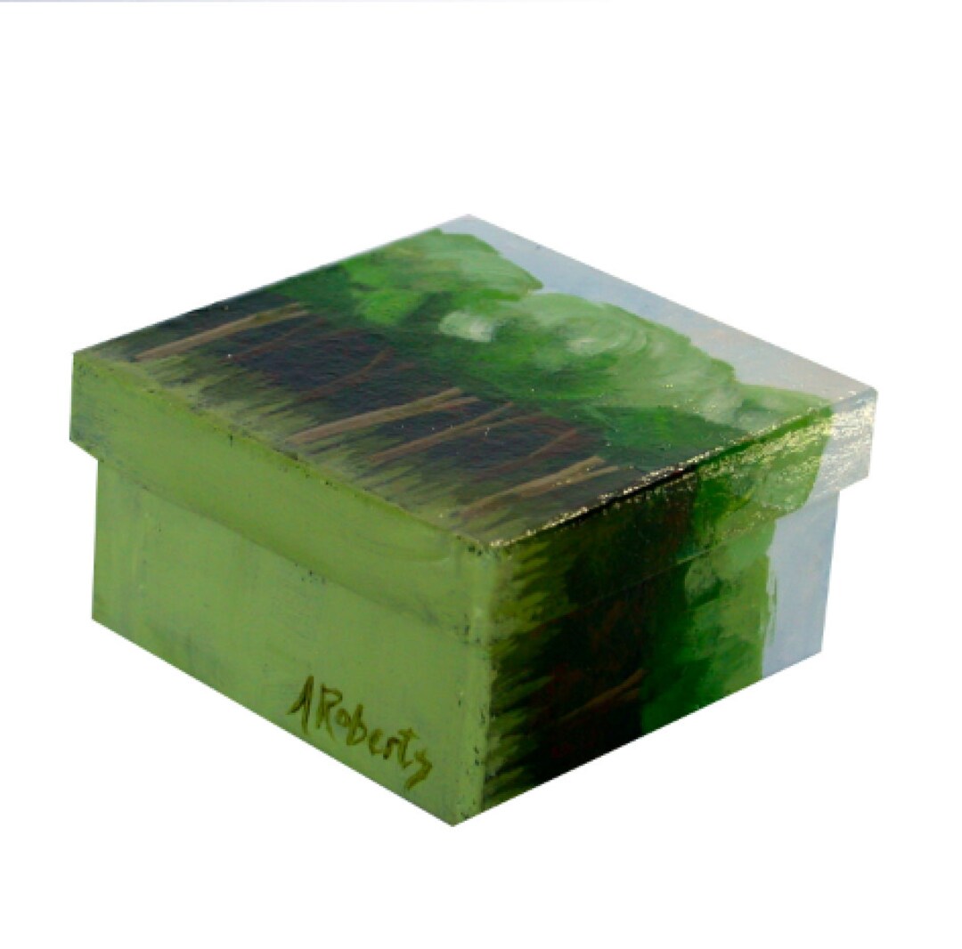 Avocado Green Trees Jewelry Gift Box Hand Painted Box - Etsy