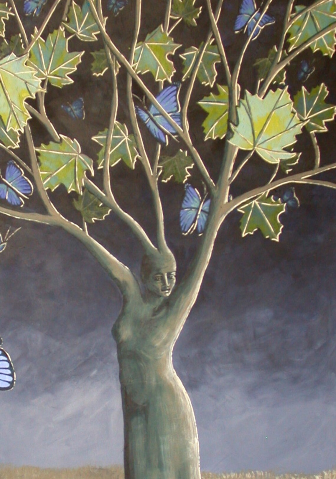 Butterfly Maple Tree, Surreal Landscape Painting, Handmade Wall Art ...