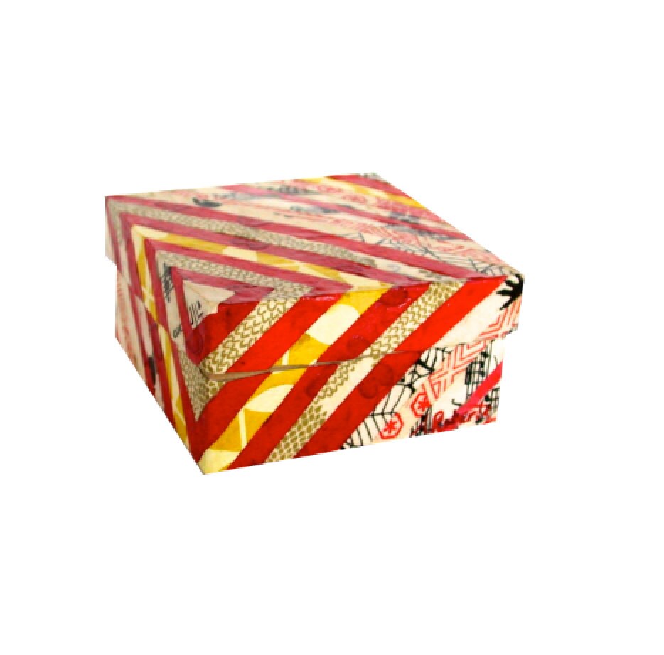 Red Striped Collage Jewelry Gift Box, Small Storage, Striped Box, Red ...