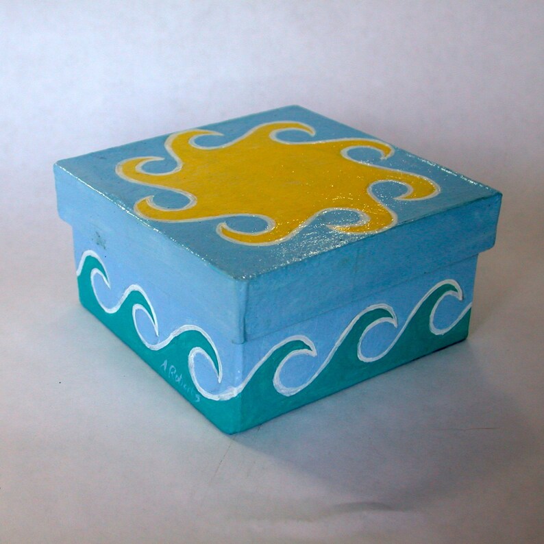 Summer Sun and Sea Decorative Gift Box, Hand Painted Box, Sun Box, Sea ...