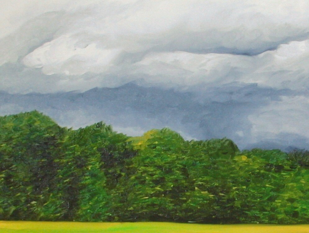 Spring Storm Clouds, Giclee Art Print, Landscape Painting, Cloud Art ...