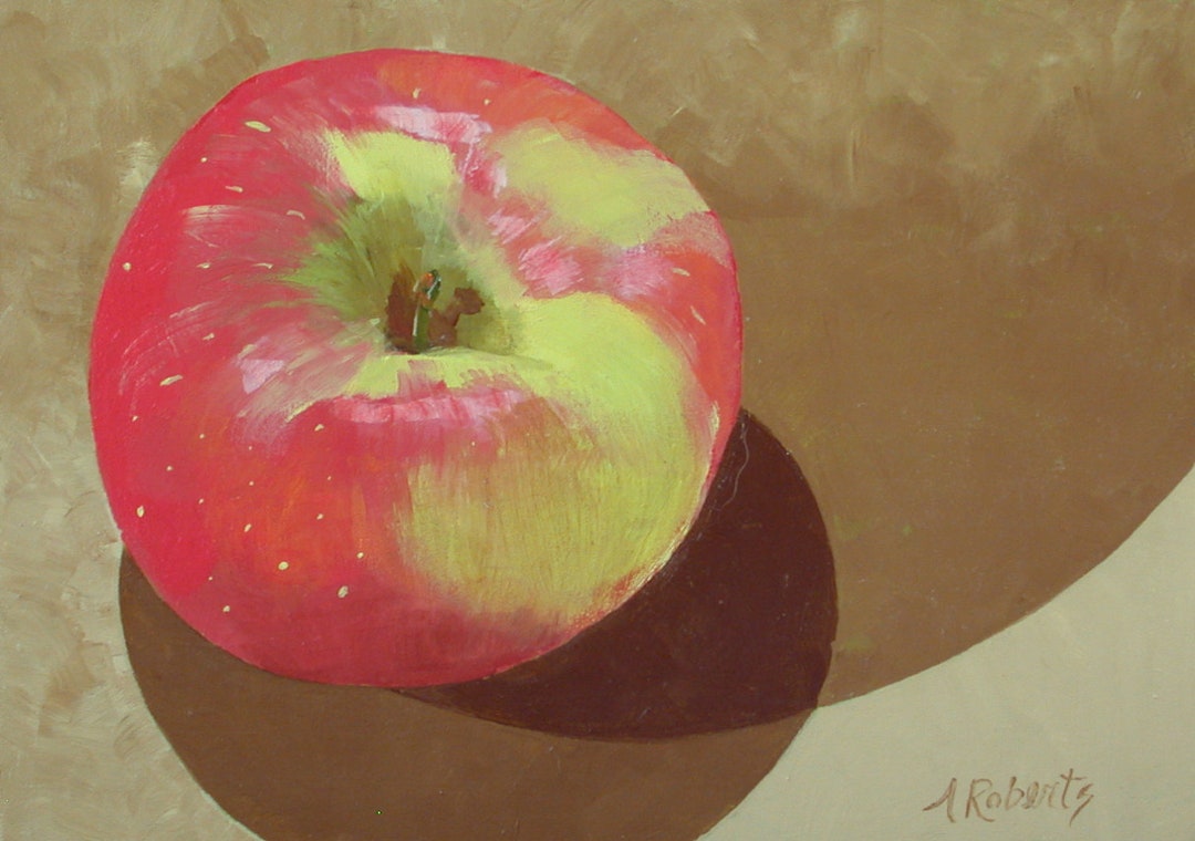 Red Apple Still Life Painting, Kitchen Wall Decor, Apple Painting ...