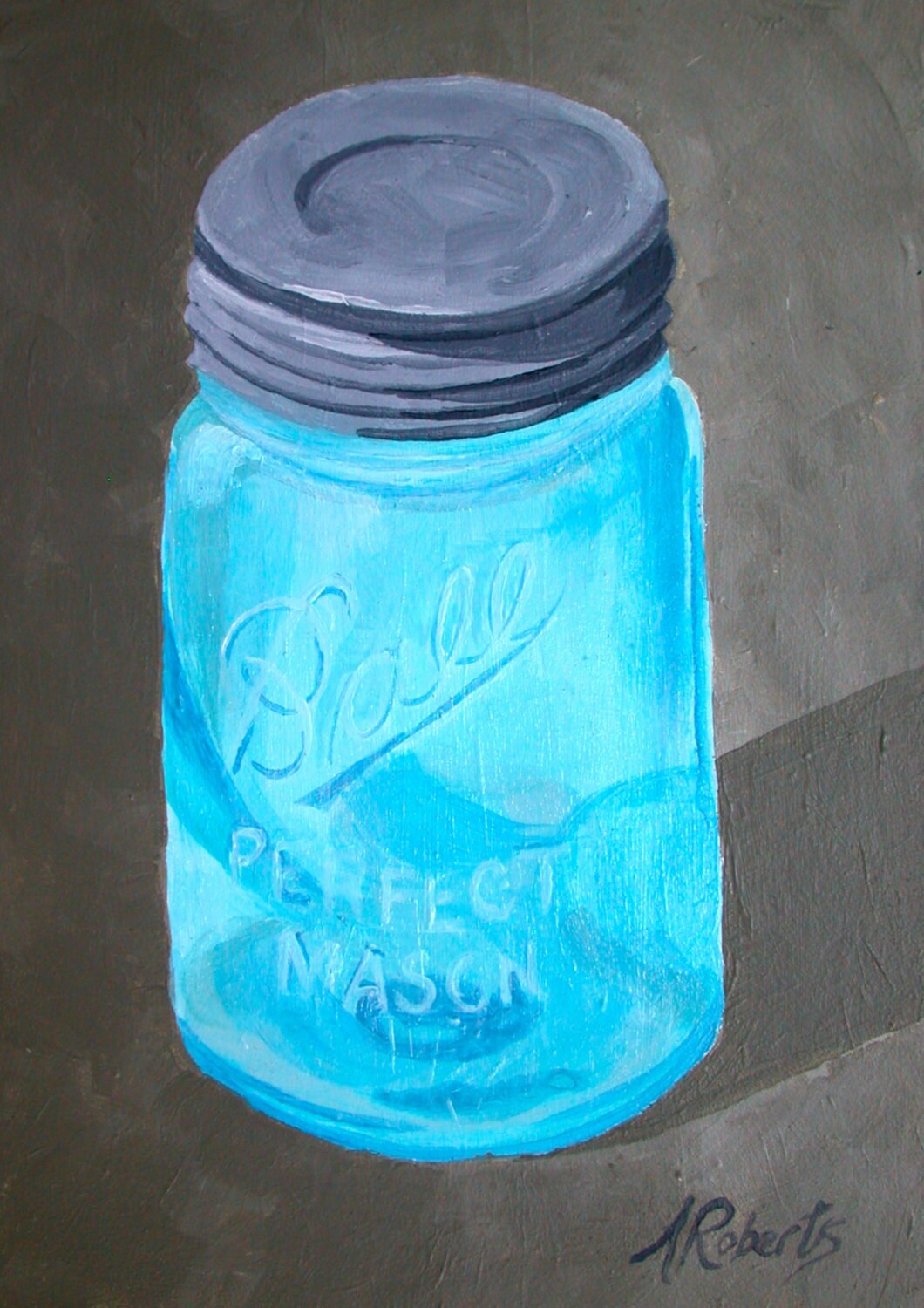Perfect Mason Ball Jar Original Still Life Painting, Small Format Art ...