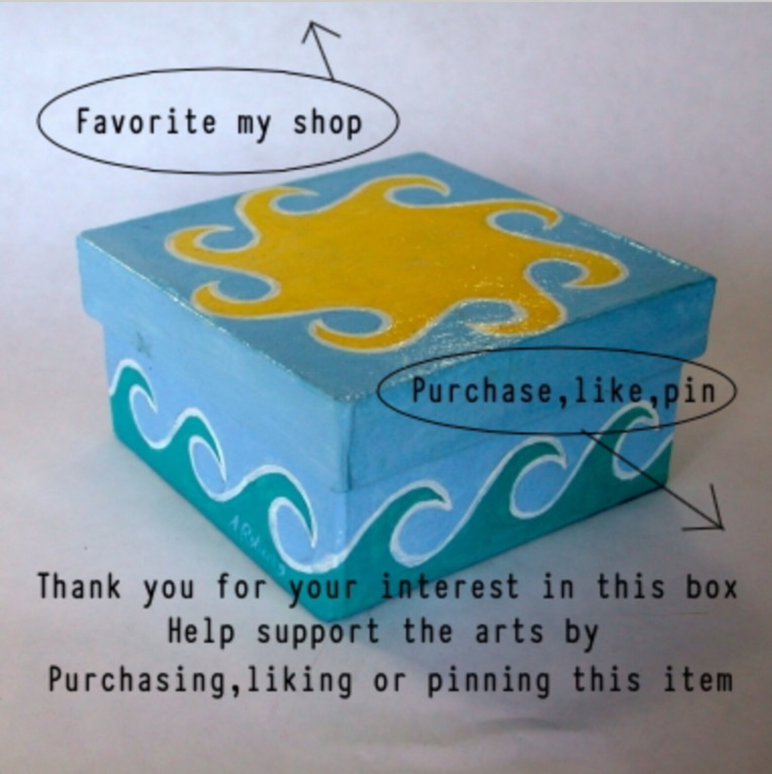 Summer Sun and Sea Decorative Gift Box, Hand Painted Box, Sun Box, Sea ...