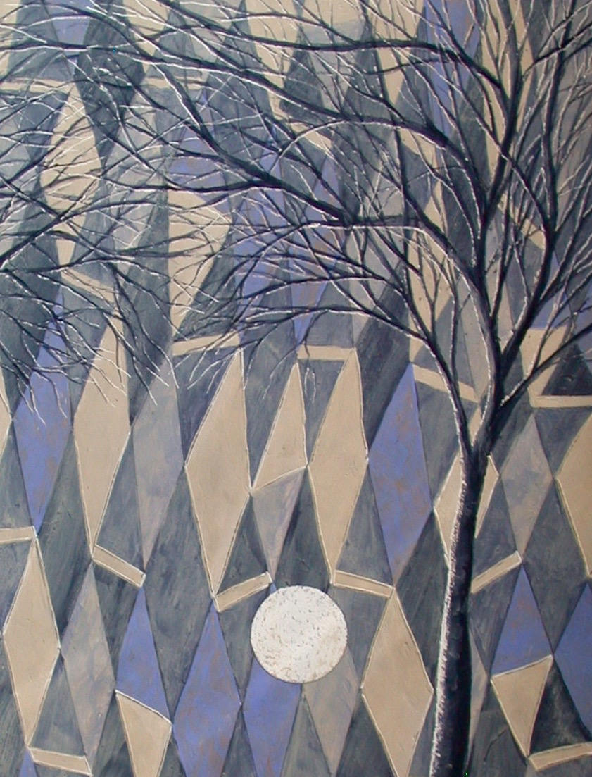 Abstract Landscape Painting, Geometric Pattern, Original Fine Art, Moon ...