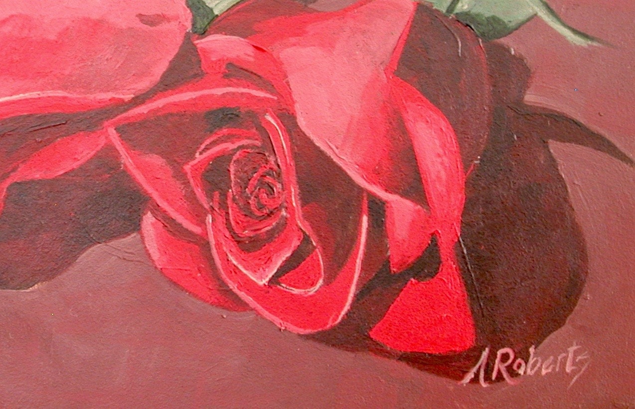 Red Roses Original Fine Art Painting, Floral Still Life, Love, Rose ...
