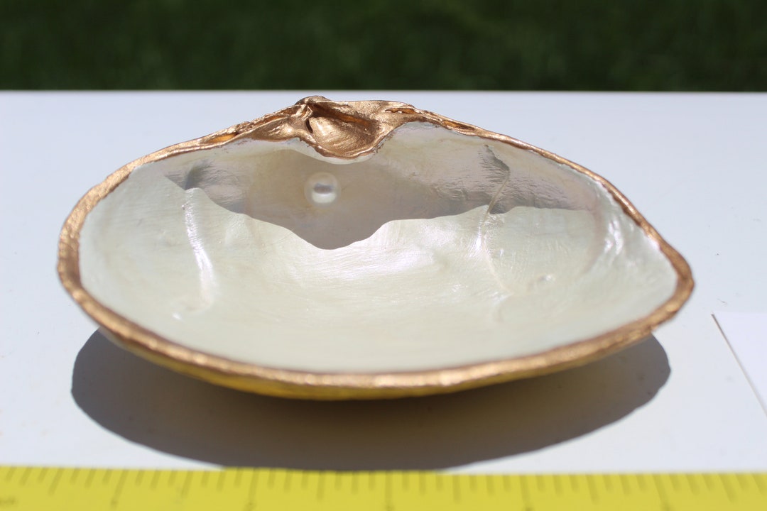 Gold Lined Shell Trinket Dish, Pearl Anniversary Gift - Etsy