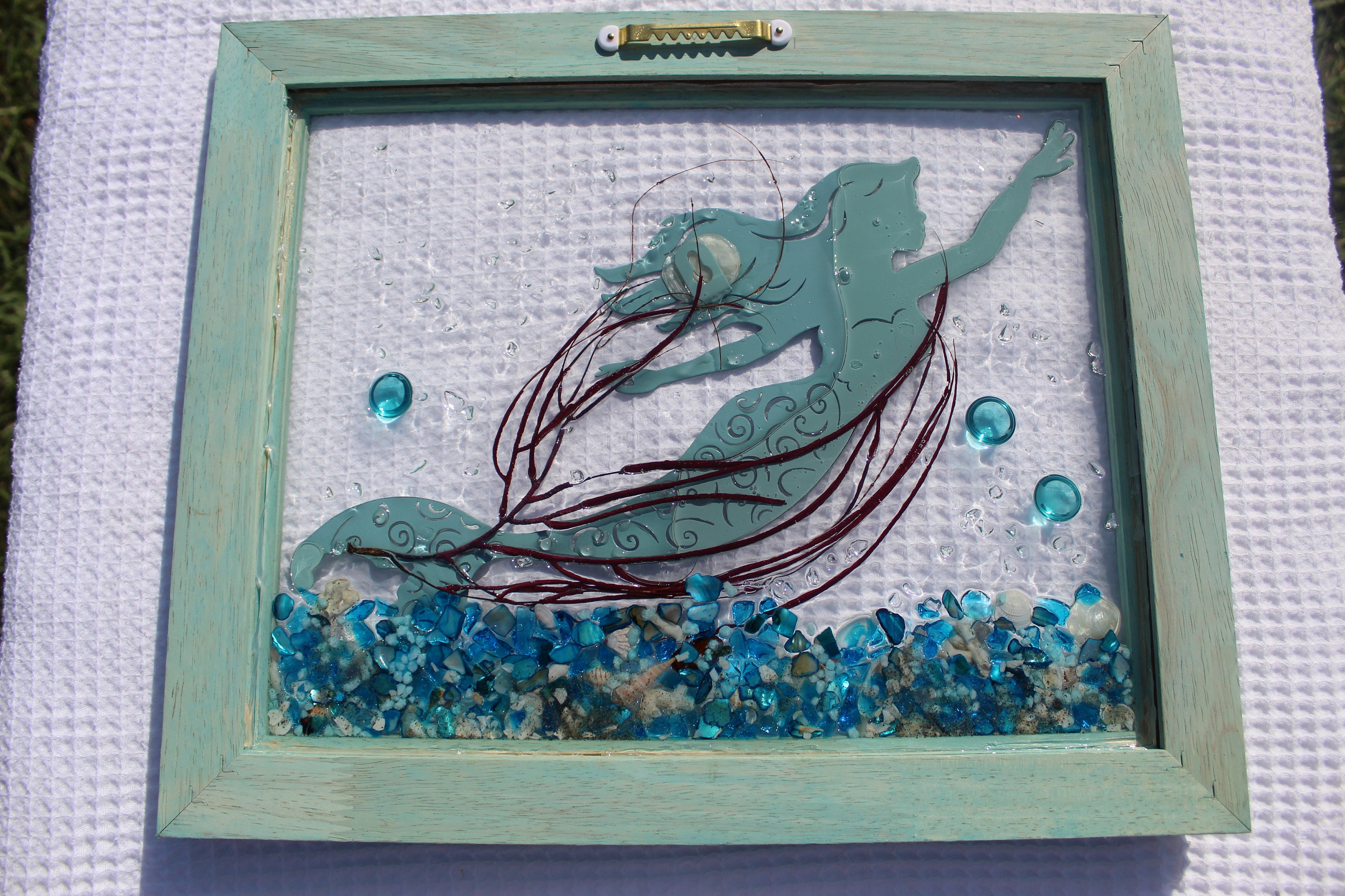 Mermaid Ocean Decor, Sanibel Seashell Art, Resin Mermaid Decor, Blue ...