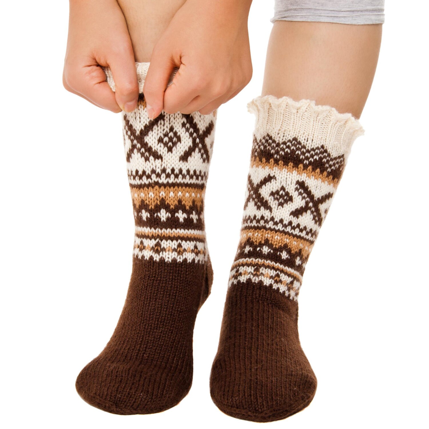 Sledging Socks Hand-knit Warm Socks Long Socks Winter Socks | Etsy