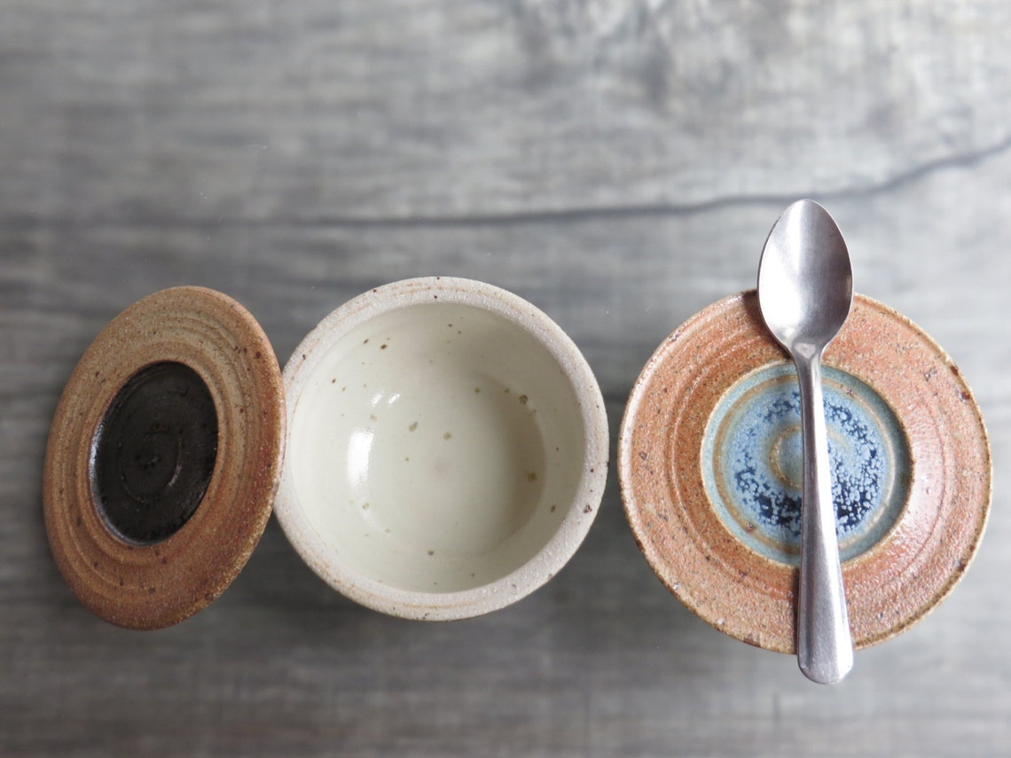 Ceramic Lidded Jar Spice Container Salt Pepper Cellar Pinch Bowl ...