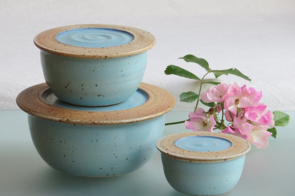 Food Storage Container Ceramic Jars Pottery Food Container Set of 3 ...