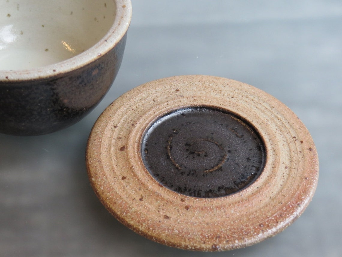 Ceramic Lidded Jar Salt Cellar Pinch Bowl Food Storage Container With ...