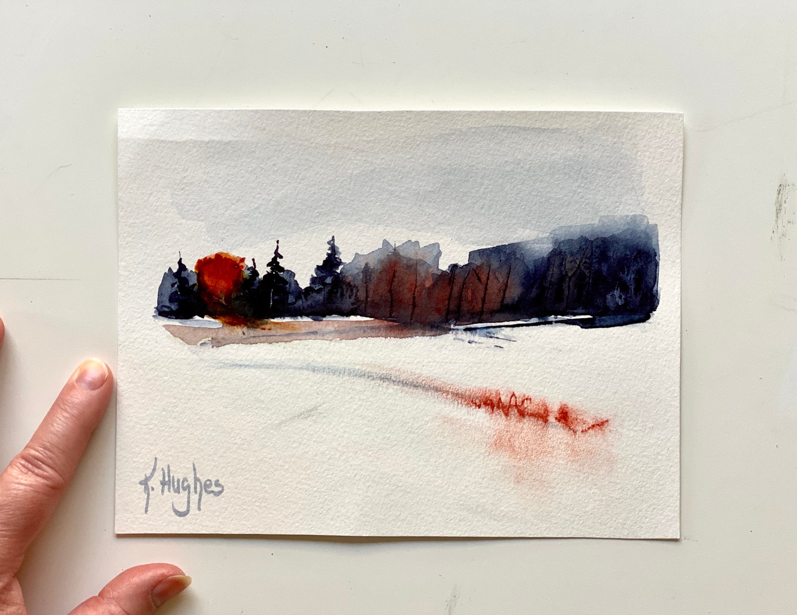 Original Fall Trees Watercolor on Paper, Mixed Media Art. 6 X 8 ...