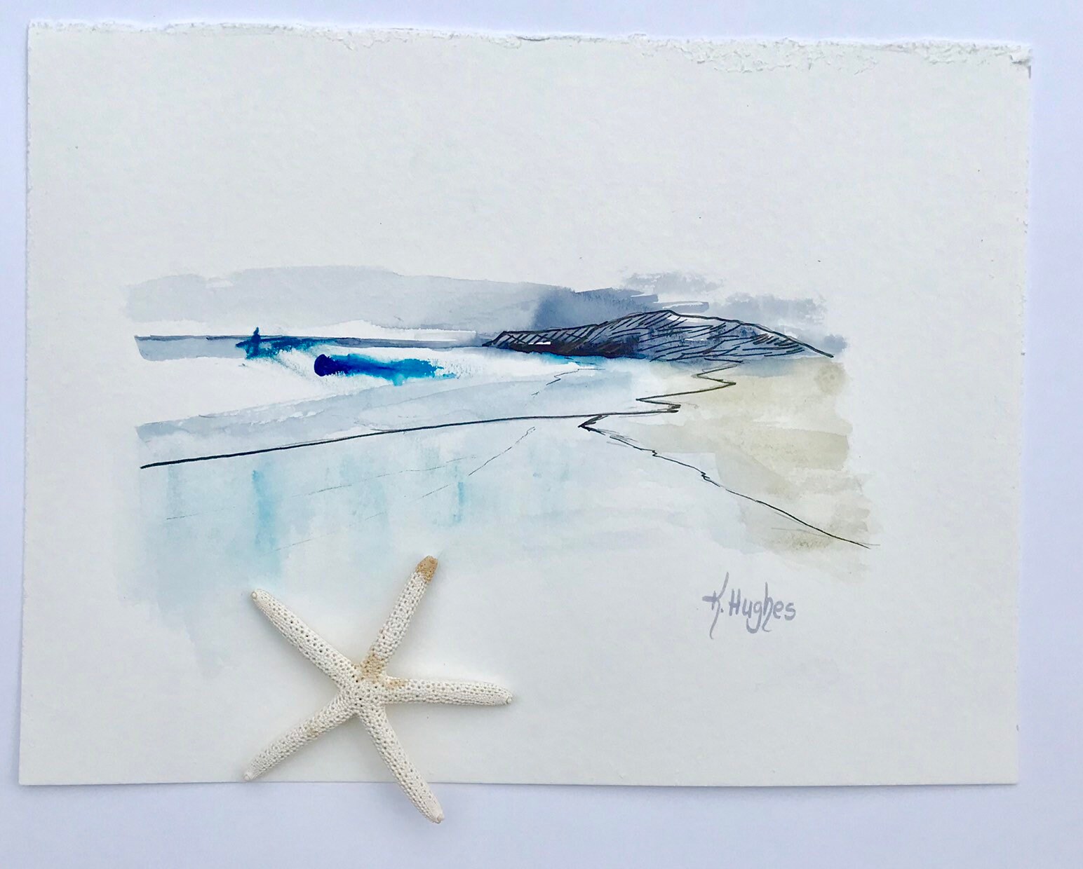 Original Abstract Beach Art, Mixed Media Beach Painting, Watercolor ...
