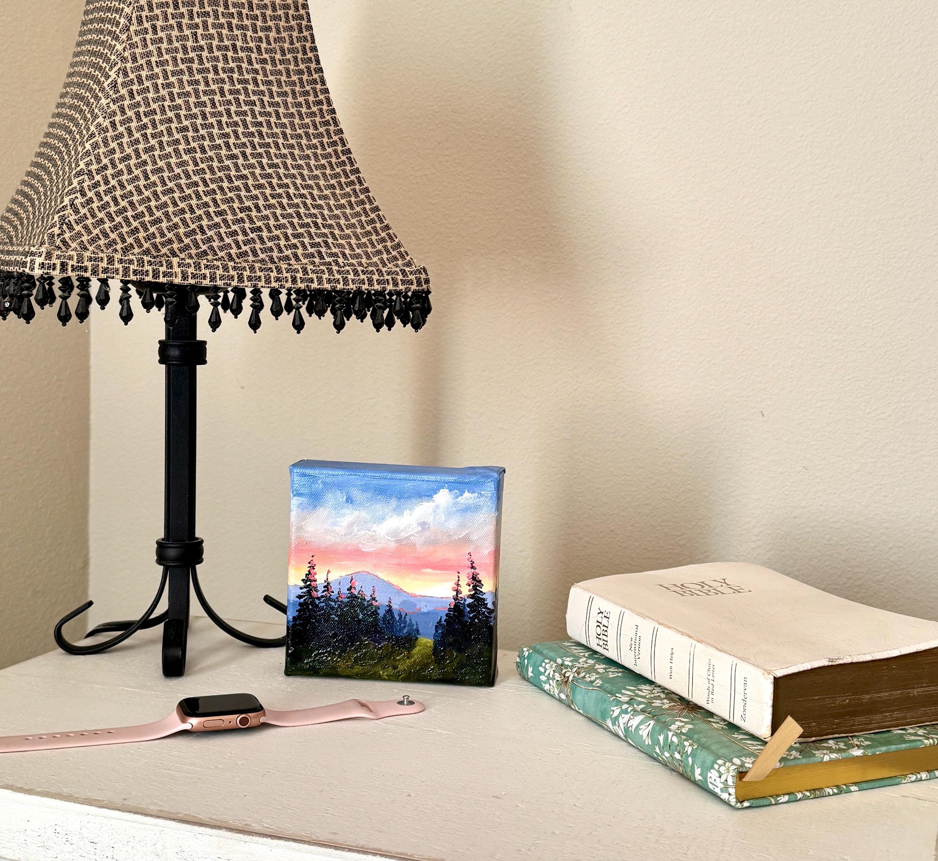 Sunset Landscape Wall Art Impressionist Forest Painting Setting Sun ...