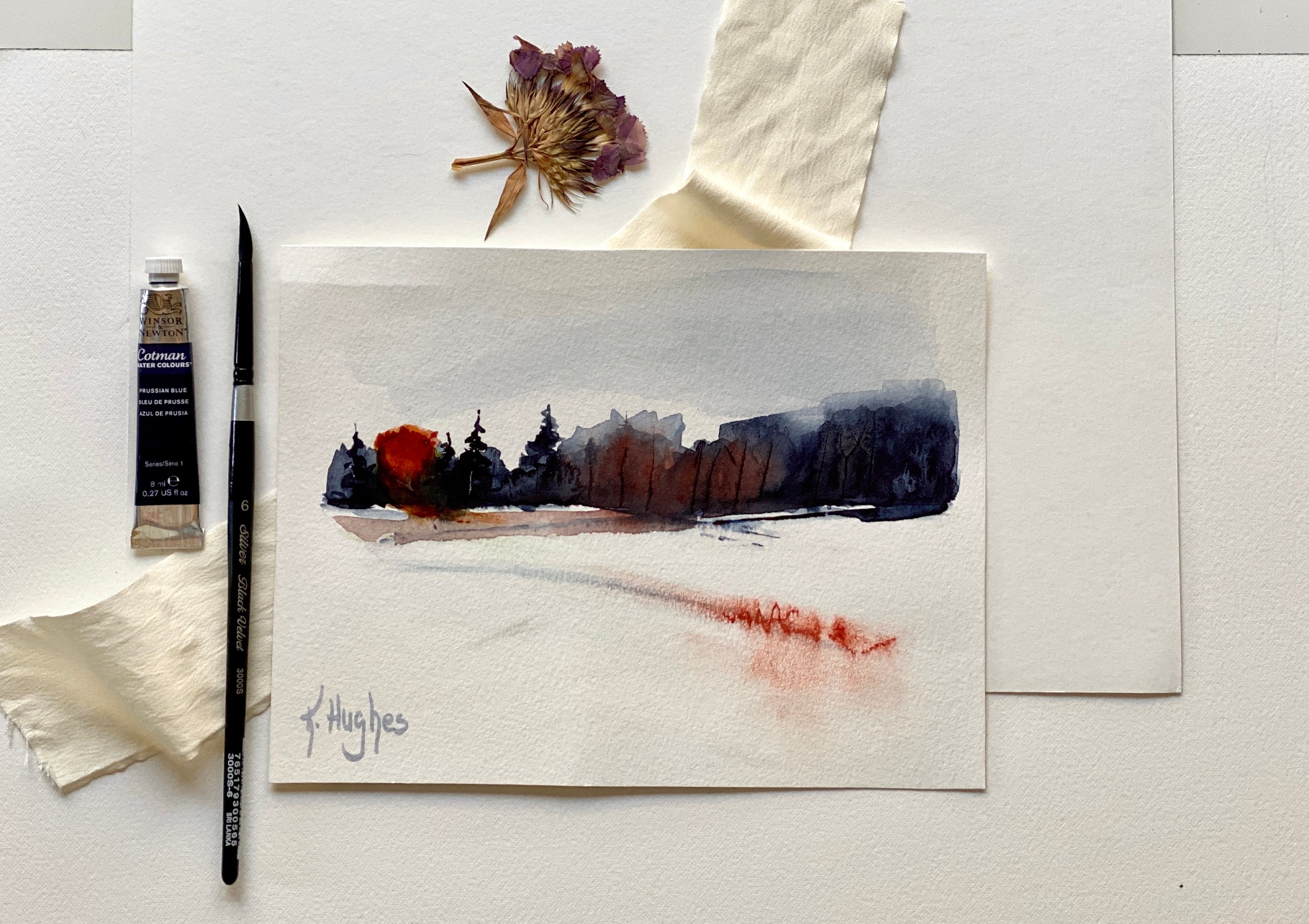 Original Fall Trees Watercolor on Paper, Mixed Media Art. 6 X 8 ...