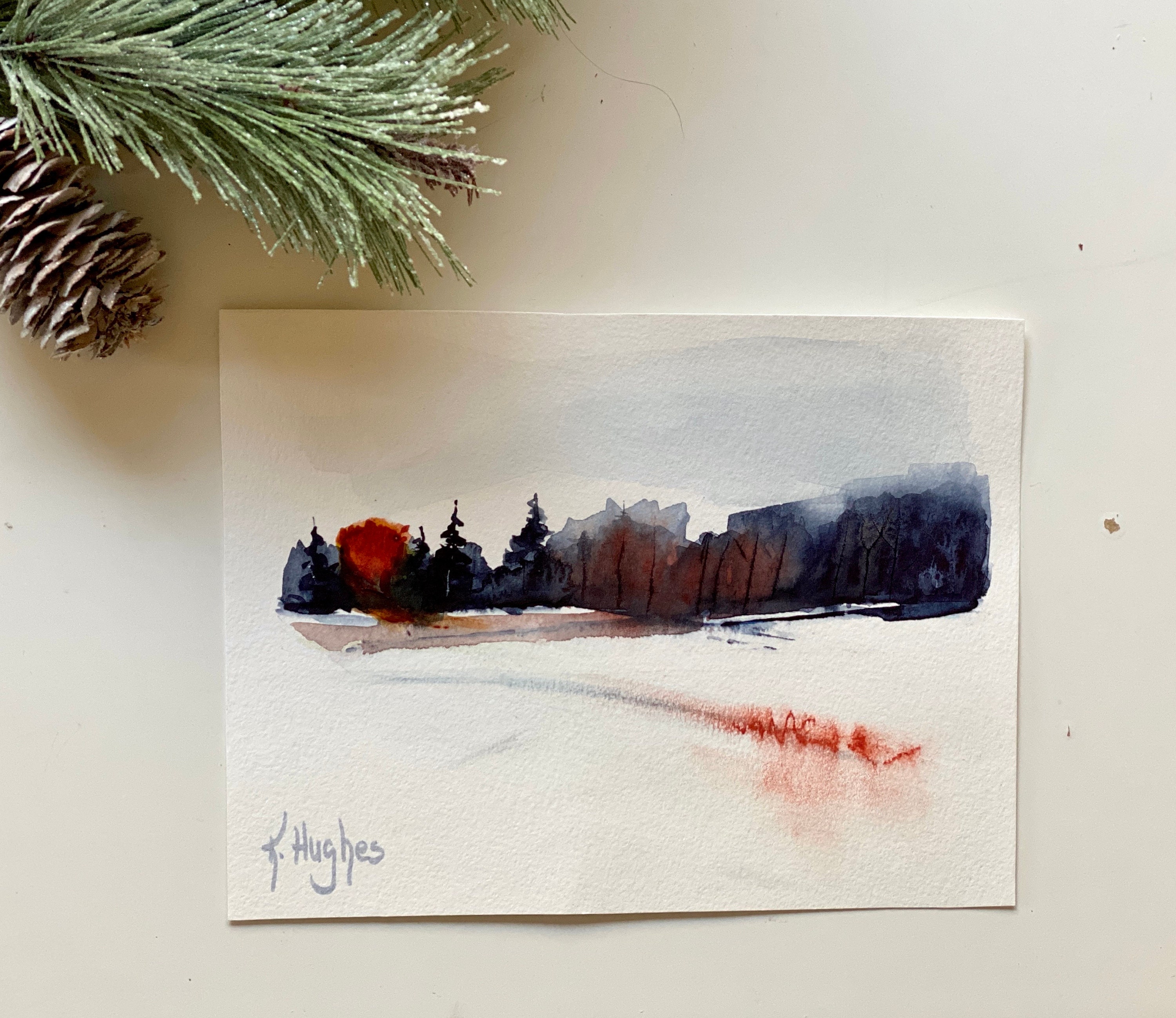 Original Fall Trees Watercolor on Paper, Mixed Media Art. 6 X 8 ...