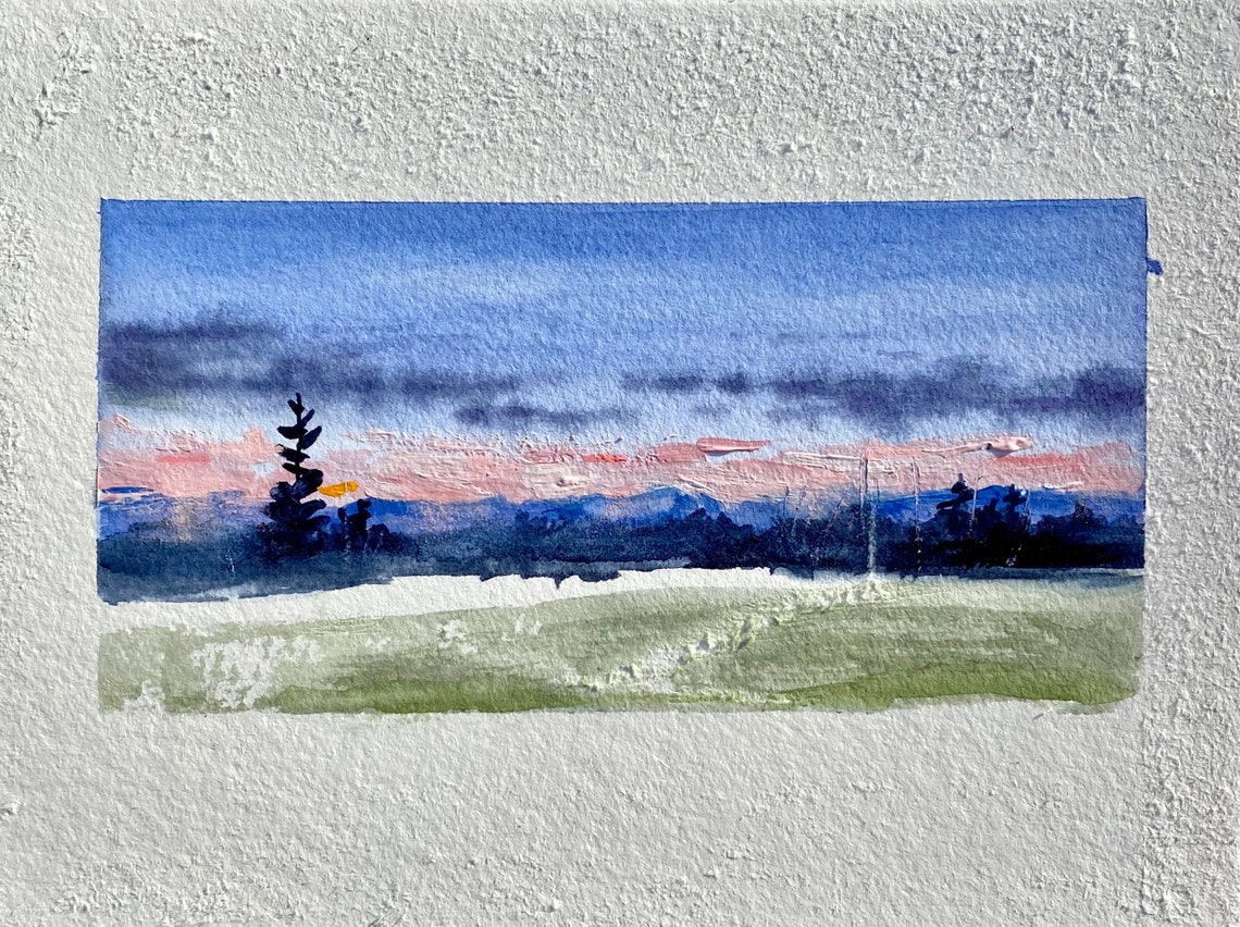 Original Mini Watercolor Tree Painting Mixed Media Landscape - Etsy