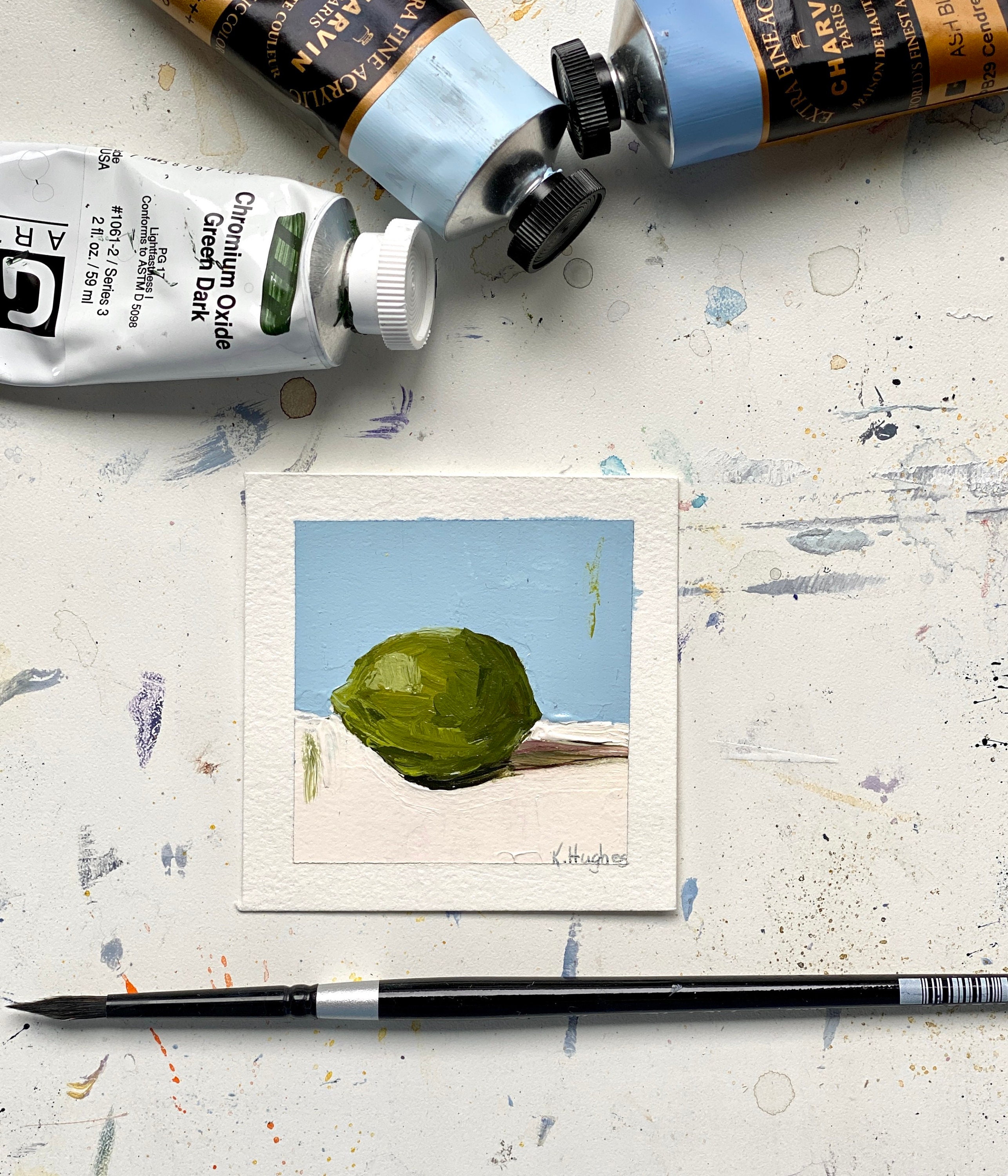 Original Mini Lime Acrylic Still Life Art, Kitchen/cafe/restaurant Art ...