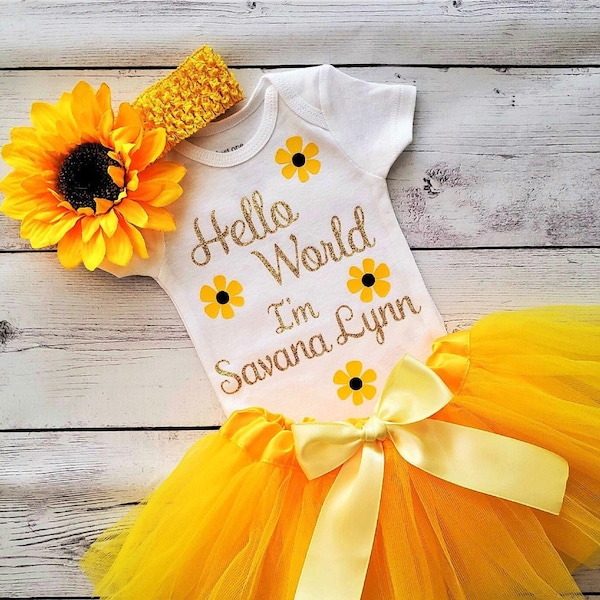 Hello World Newborn Outfit Girl - Etsy