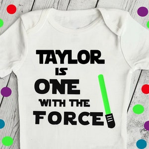 Baby Boy 1st Birthday One With the Force Shirt Personalized With Name ...