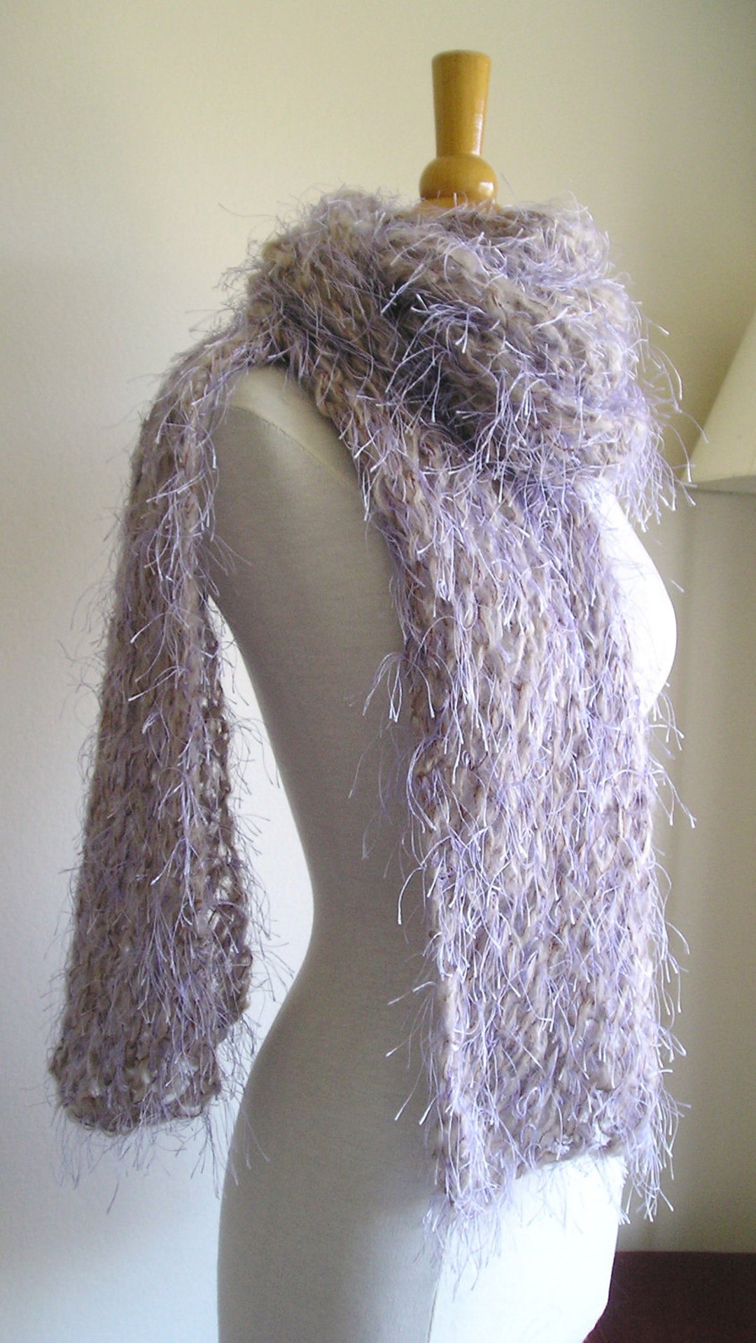 Lacy, Fuzzy, Extra Long Scarf lavender Pebbles Multicolored Grey ...