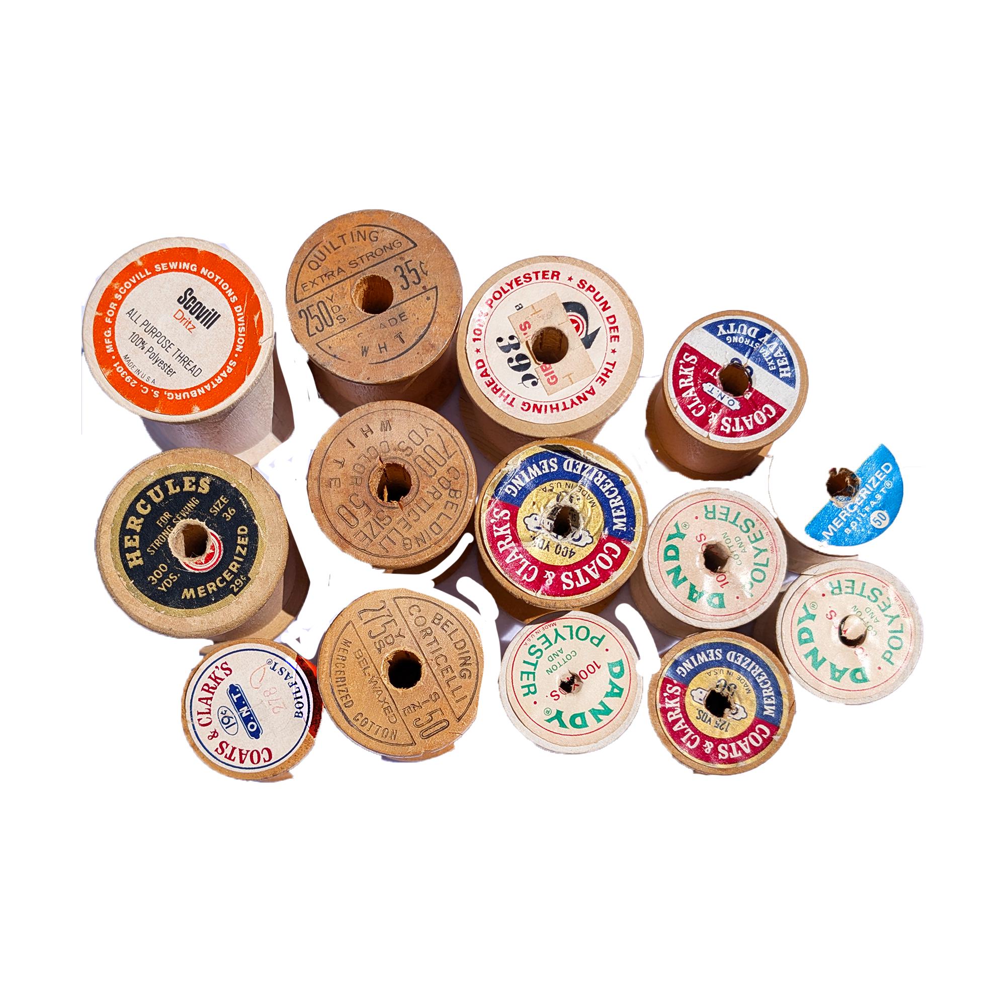 Lot of 14 Vintage Wooden Thread Spools Empty - Etsy