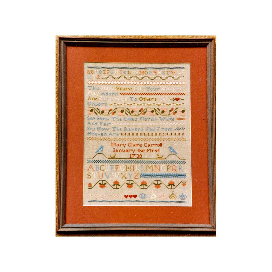 80s Cross Stitch Sampler by Mary Clare Carroll 1738 American Sampler - Etsy