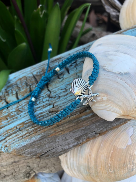 Starfish and Shell Bracelet-Sea Inspired Bracelet-Macrame | Etsy