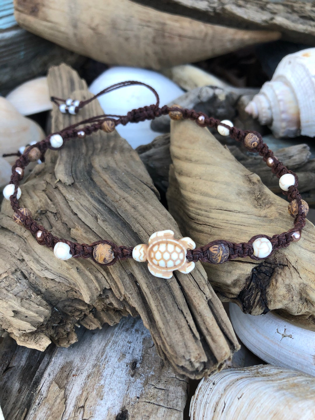 Turtle Anklet-sea Turtle Anklet-beaded Macrame Ankle Bracelet-boho ...