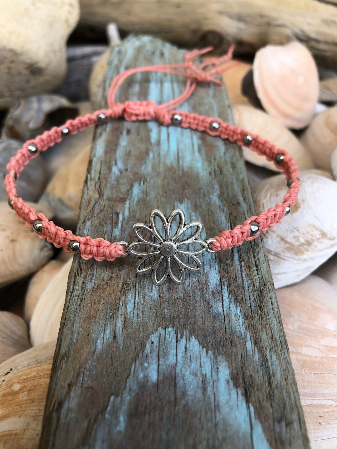 Daisy Flower Anklet-hippie Anklet-boho Anklet-beach Anklet-beaded ...
