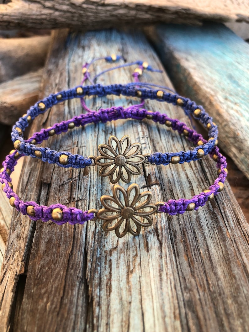 Daisy Flower Anklet-hippie Anklet-boho Anklet-beach Anklet-beaded ...