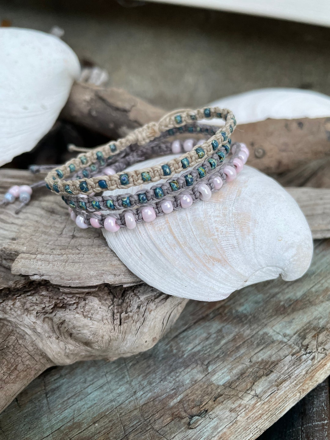 Boho Beaded Macrame Bracelet-skinny Seed Bead Bracelet-dainty Bracelets ...