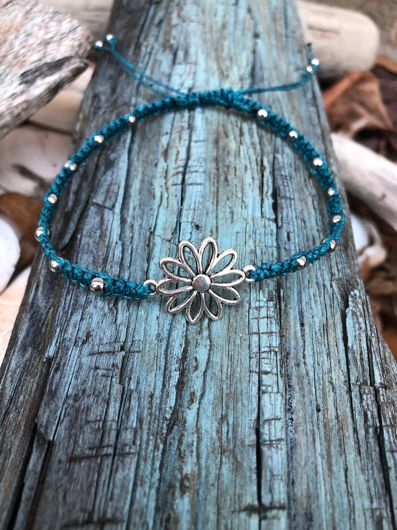 Daisy Flower Anklet-hippie Anklet-boho Anklet-beach Anklet-beaded ...