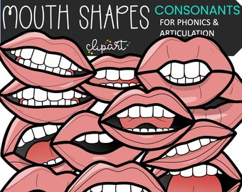 RED Mouth Shape Clipart Mouth Articulation Images Lips Position Phonics ...