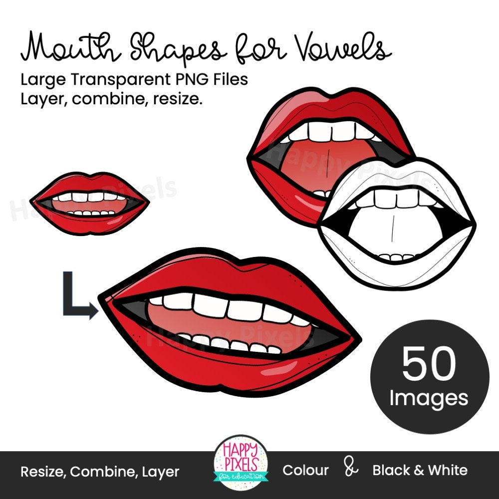 RED Mouth Shape Clipart Mouth Articulation Images Lips Position Phonics ...