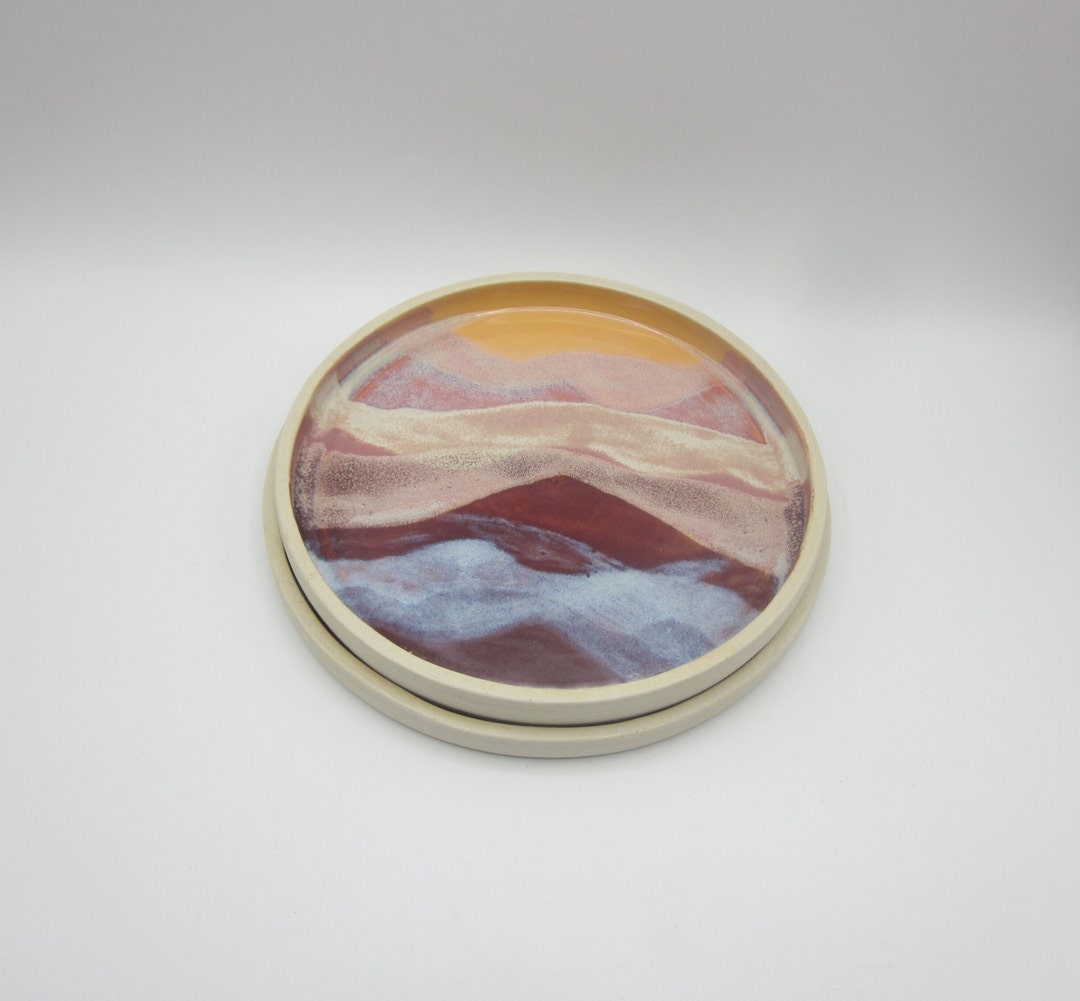 Set of 2 Handmade Ceramic Plates Small Circle: - Etsy