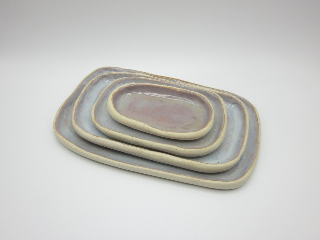 Handmade Ceramic Organic Nesting Plates (set of 4)- Purple/blue/pink - Etsy