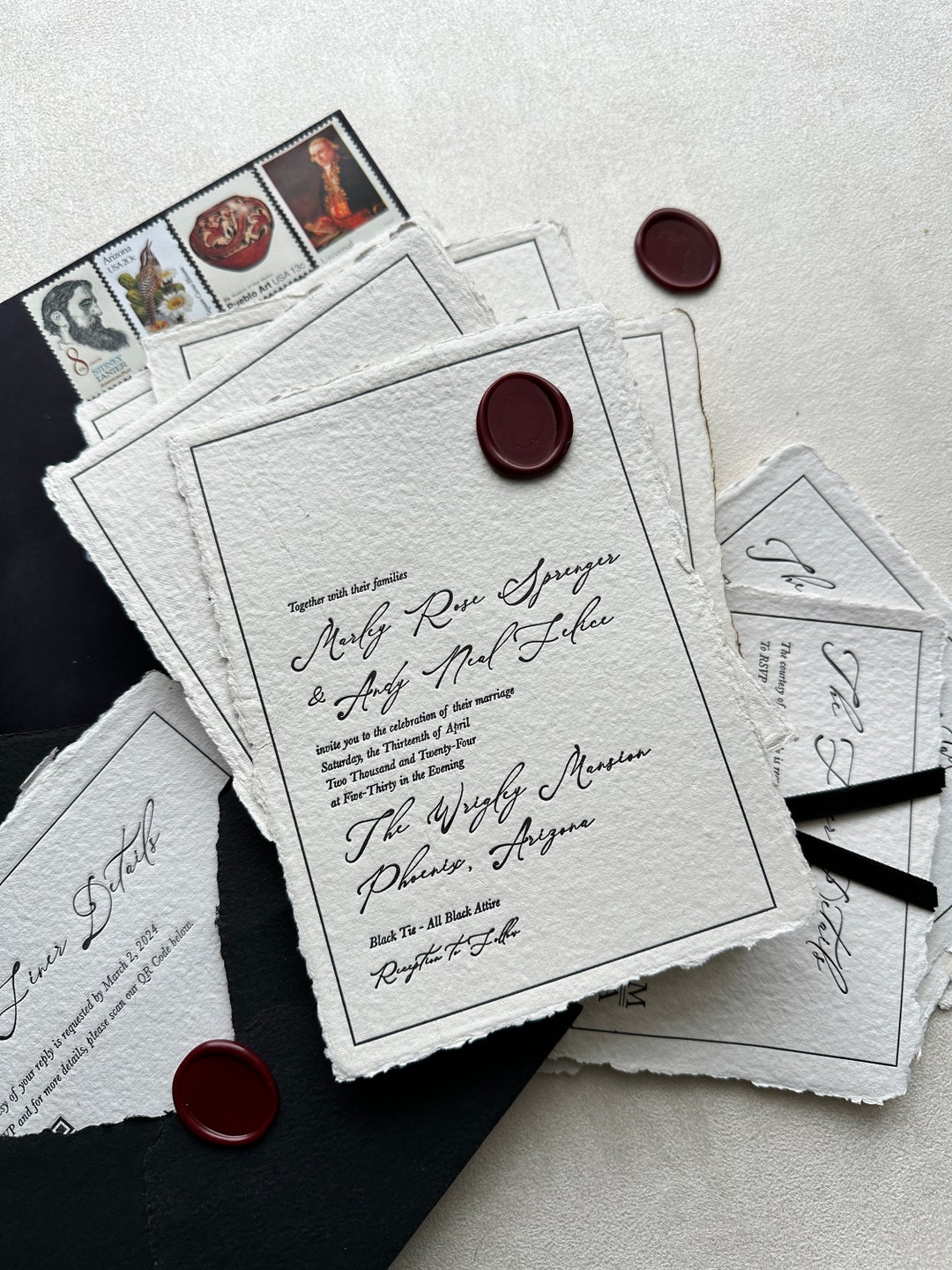 Handmade Paper Letterpress Invitations - Etsy