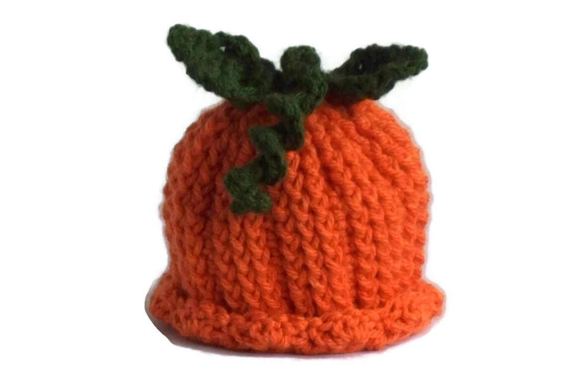 Baby Halloween Pumpkin Hat, Infant Hat, Pumpkin Hat, Orange, Green - Etsy