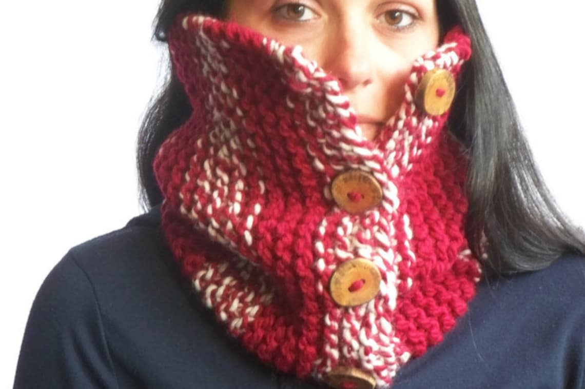 Warm Chunky Cowl, Tube Cowl, Red, White, Woodland Cowl - Etsy