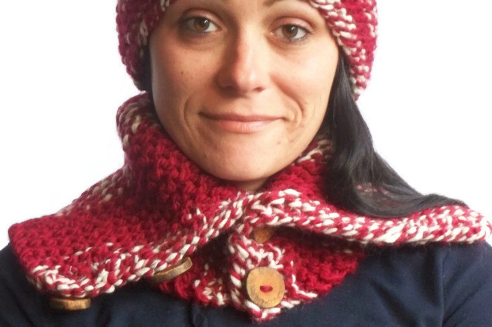 Warm Chunky Cowl, Tube Cowl, Red, White, Woodland Cowl - Etsy