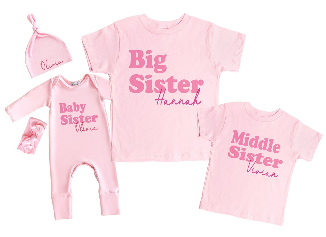 Big Little Middle Baby Sister Shirts, Matching Sibling Family Shirts ...