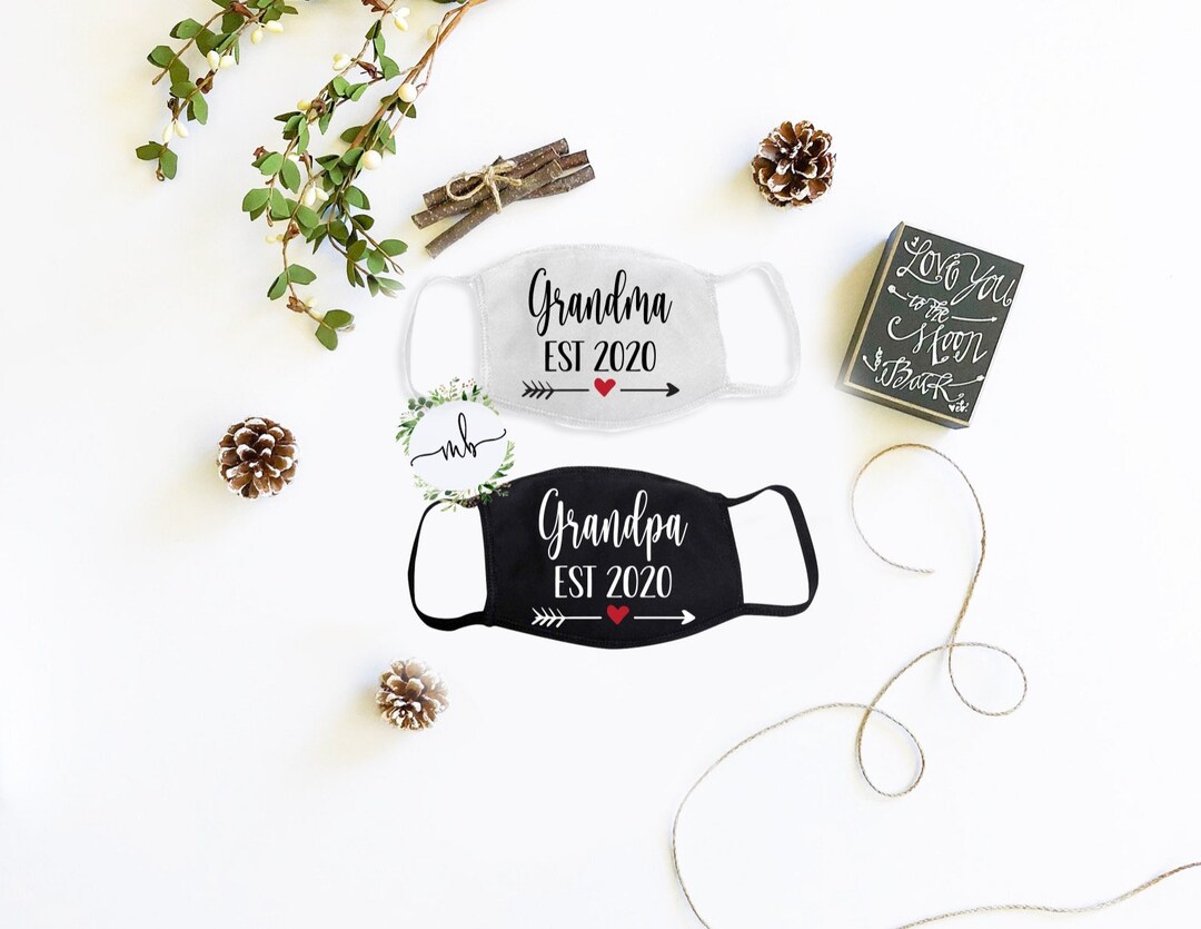 Grandma or Grandpa Established Face Mask, Pregnancy Reveal, Grandma ...