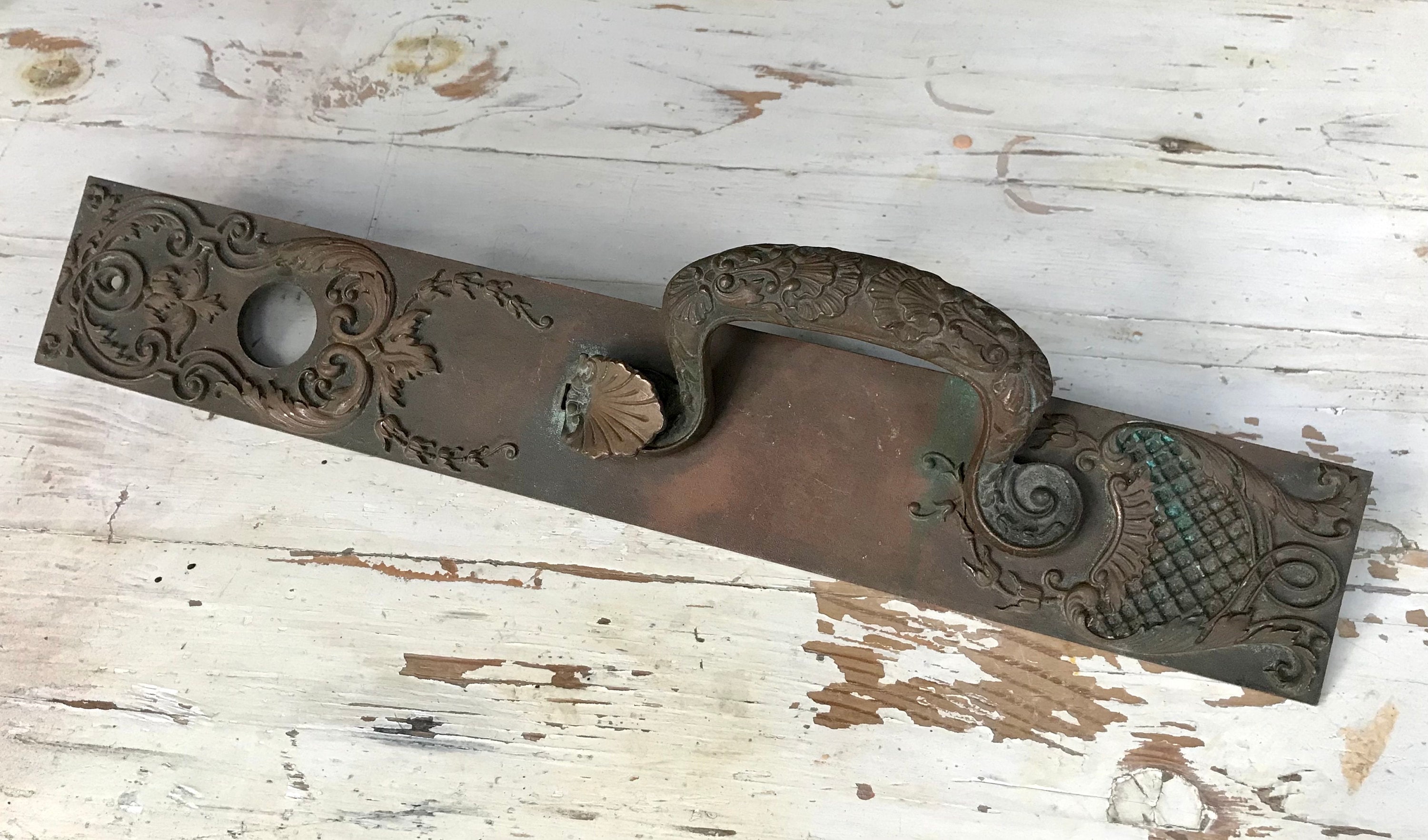 Rare VICTORIAN XL Heavy Bronze FRONT Door Plate With Handle - Etsy