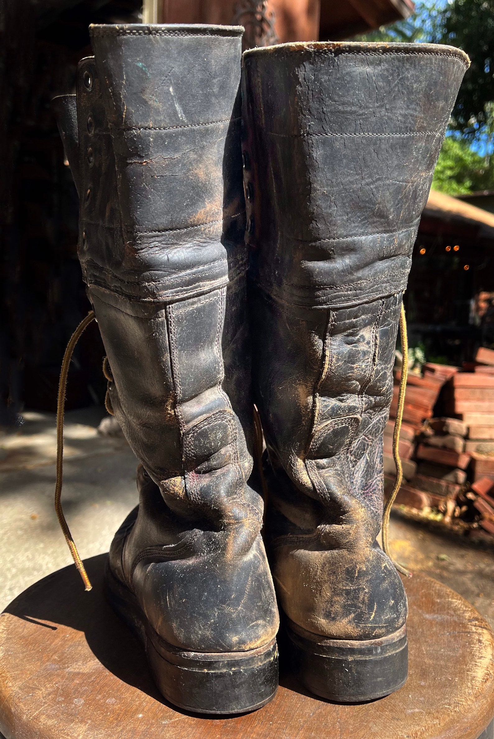1950s RARE Vintage Motorcycle Boots Lace Up Knee High Mens | Etsy