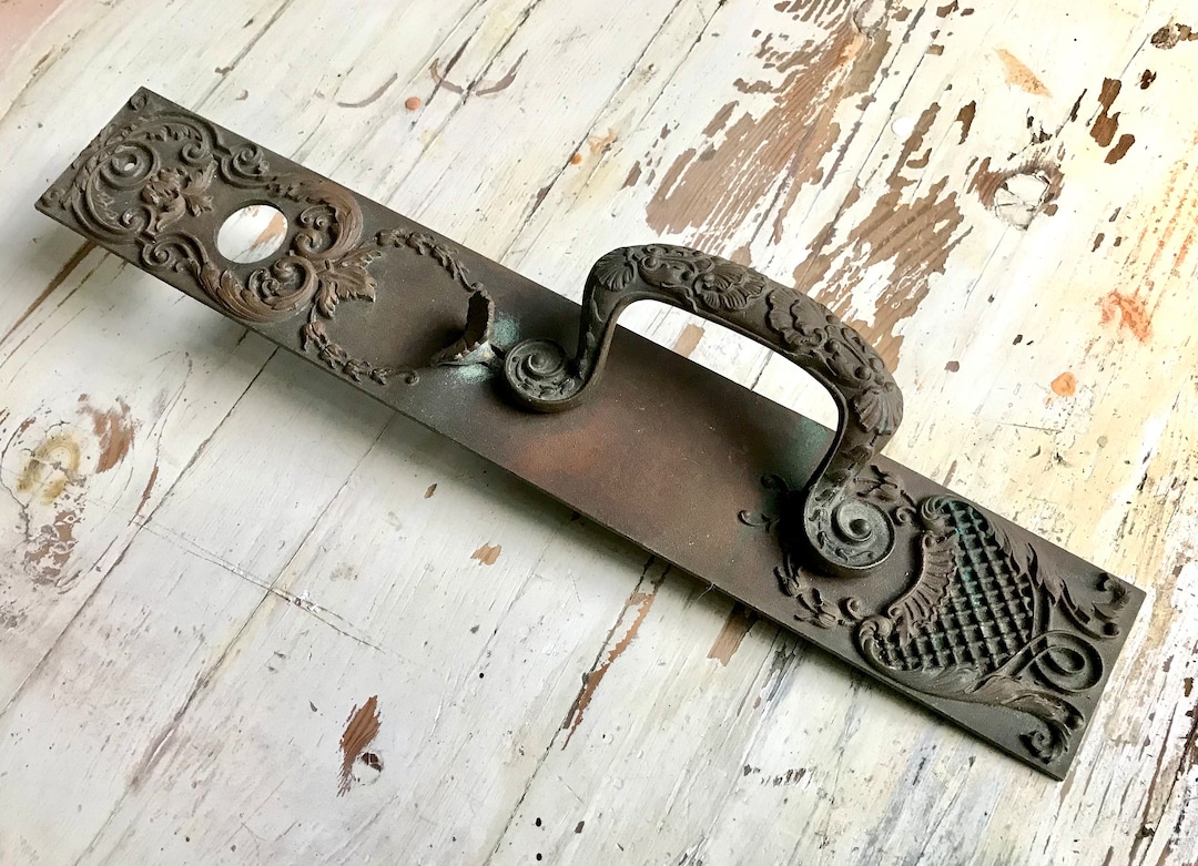 Rare VICTORIAN XL Heavy Bronze FRONT Door Plate With Handle - Etsy